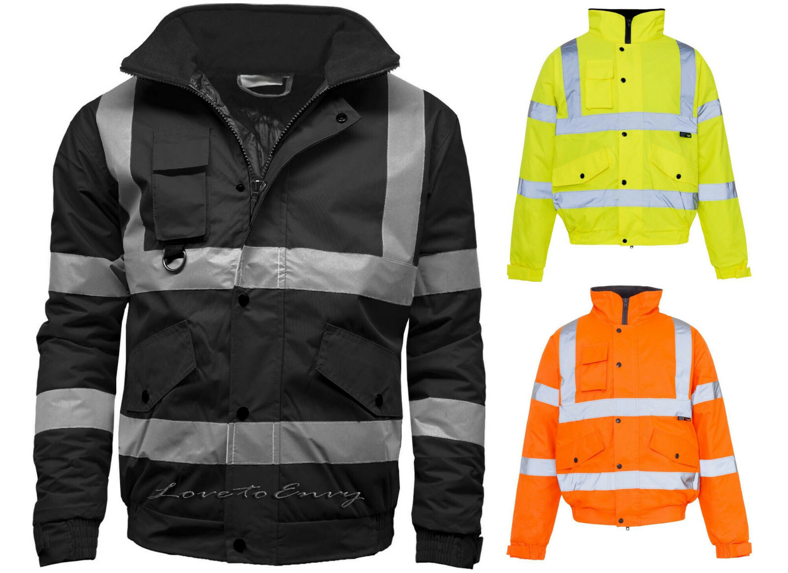 MENS HI VIZ JACKET HI VISIBILITY WATERPROOF QUALITY SECURITY WORK WEAR ...
