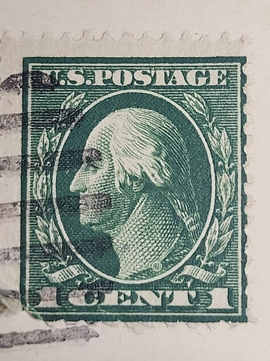 1913 George Washington 1 Cent Green Stamp Vintage with Postmarked ...