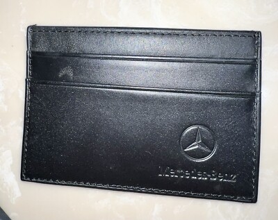 Set of 2 MERCEDES BENZ Genuine OEM Black Leather Card Holder Wallet ...