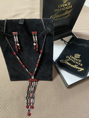 Grace Designer Jewellery Glass & Crystal Jewellery Set - Swarovski Crystals | eBay Australia