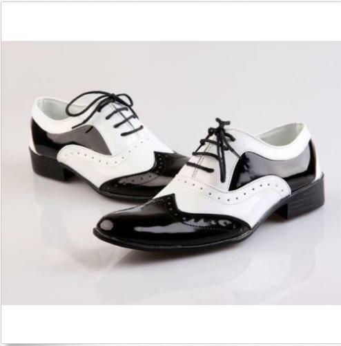 Mens Brogue Pointed Toe Patent Shiny Jazz Spats Dress formal Shoes ...