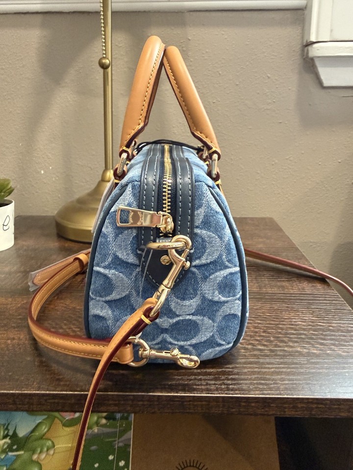 COACH Mini Rowan Crossbody Bag Signature Denim Logo Handbag CDQ36 NWT ...