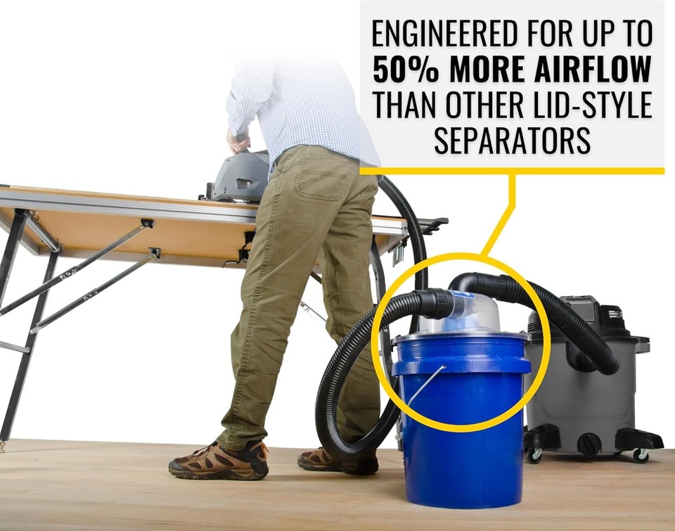 Dust Deputy Low-Pro Plus Cyclone Dust Separator,Fits Standard 5 Gallon ...