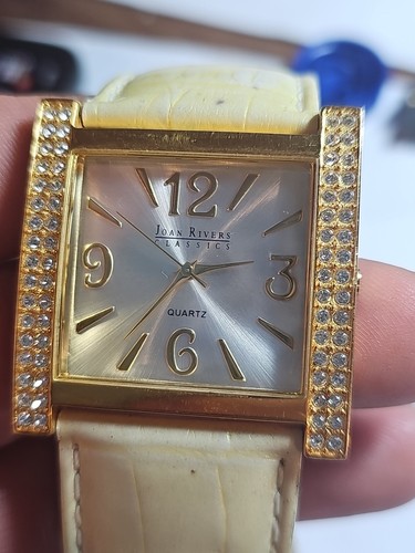 Joan Rivers Classics Women V377 Pave White Leather 39mm Quartz Watch ...