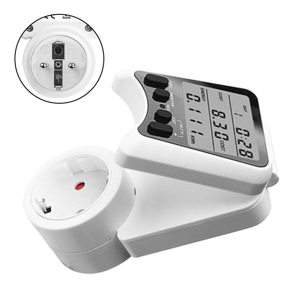 Power Meter Socket Real-time Consumption Readout Two-tariff Measurement ...