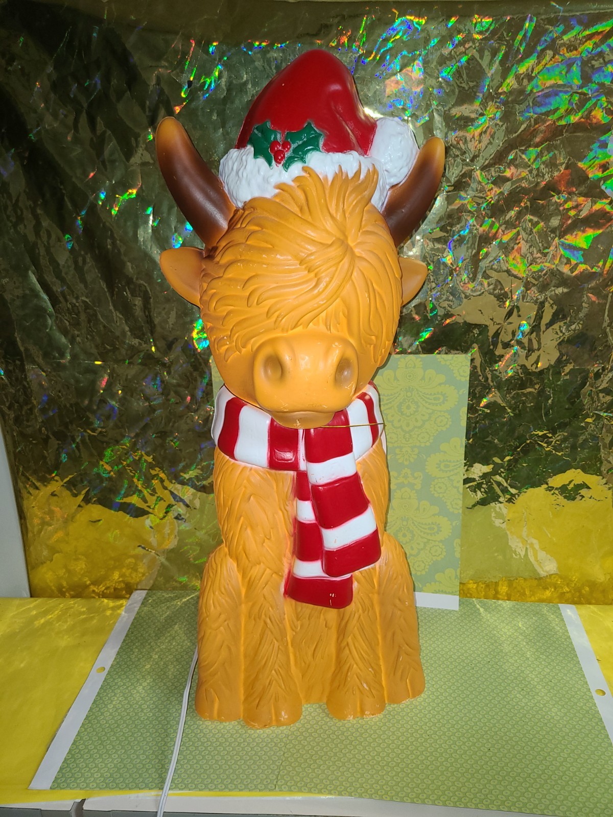 New w Tag Holiday Time Highland Cow Light Up 24" Blow Mold Christmas ...