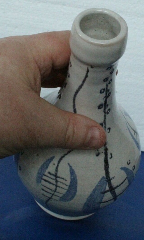 funky english studio pottery vase abstract design mid century modern ...