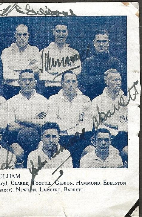 FULHAM FC 1934-1935 RARE ORIGINAL SMALL AUTOGRAPHED TEAM GROUP 11 X ...
