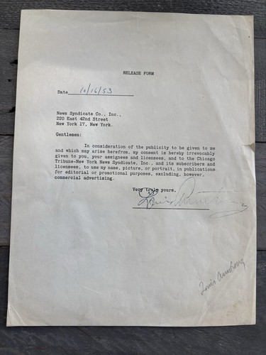 Louis Armstrong Signed Letter Of Consent 1953 | eBay
