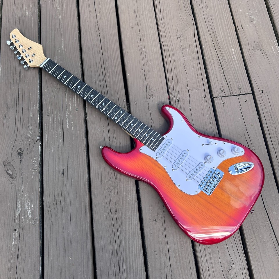 Cherry Sunburst Electric Guitar Package with Gig Bag, S-S-S Pickups ...