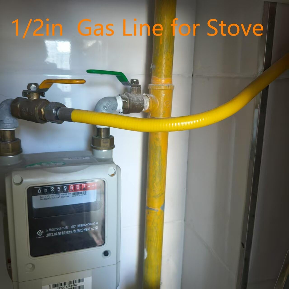 100FT 1/2" CSST Gas Line 1/2In Natural Flexible Gas Line with 2 Male ...
