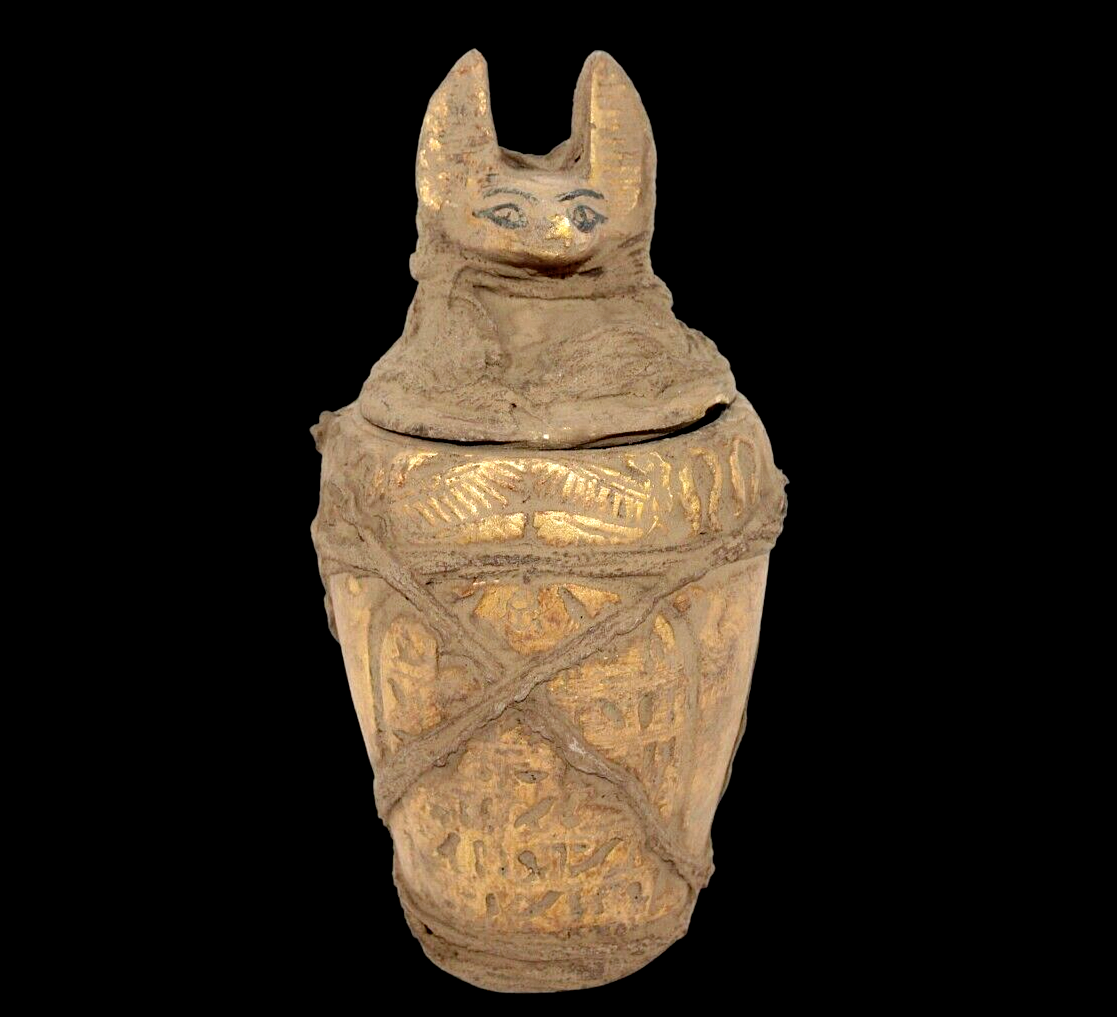 Ancient Egyptian Anubis Canopic Jar