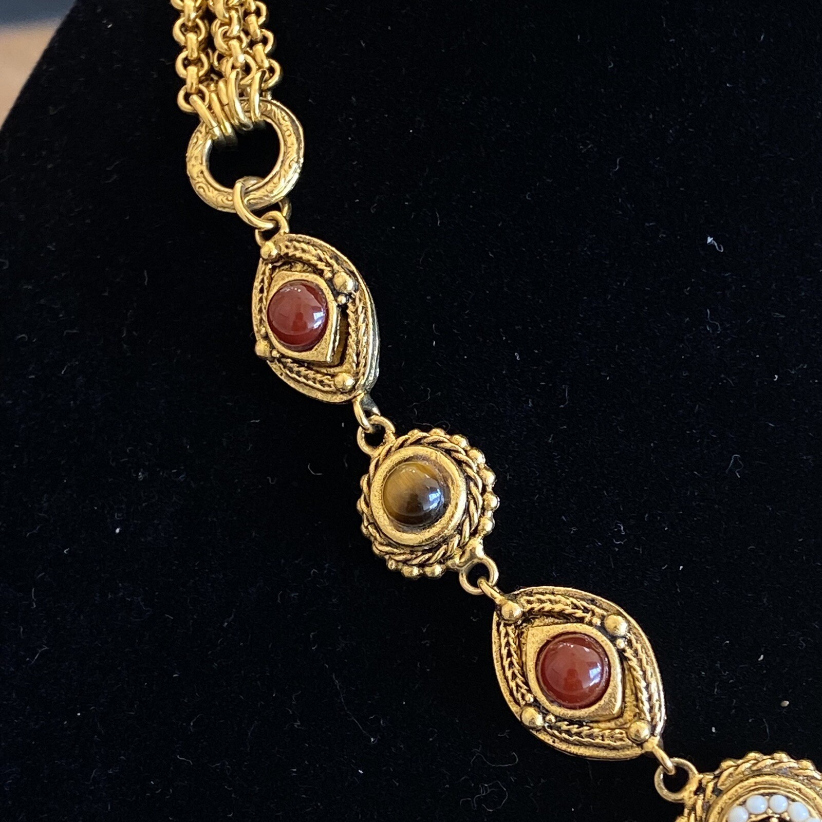 Vintage Graziano Necklace Carnelian and Tigers Eye RARE Needs Repair | eBay