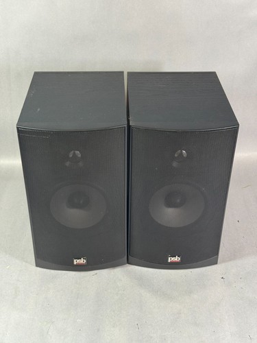 PSB Alpha B Black Bookshelf Speakers Pair 90W 2-Way - Tested Mesh Dent ...