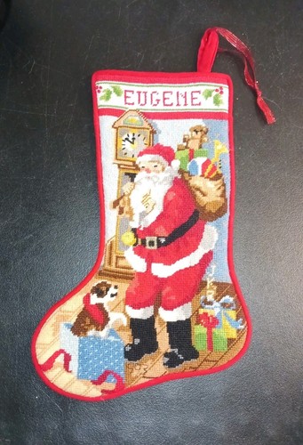 Dimensions Needlepoint Stocking Completed CHRISTMAS EVE Santa Delivers ...