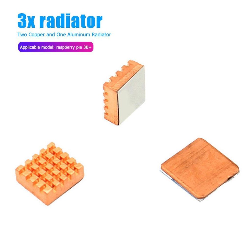 3pcs Copper Heat Sink Motherboard CPU Memory Chip for Raspberry Pi 3B ...