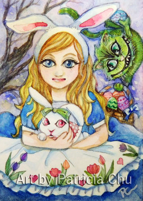 ACEO LE Art Card Print 2.5"x3.5" Alice With Easter Bunny Art by ...
