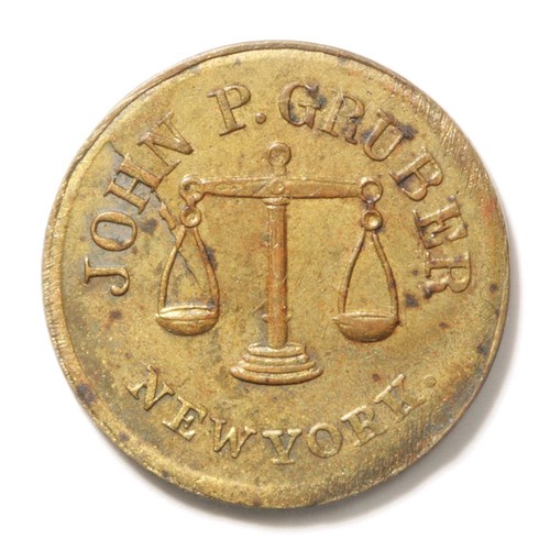 JOHN P GRUBER APOTH WEIGHT Fuld NY-630AG-1b VF R7 1863 Civil War Store ...