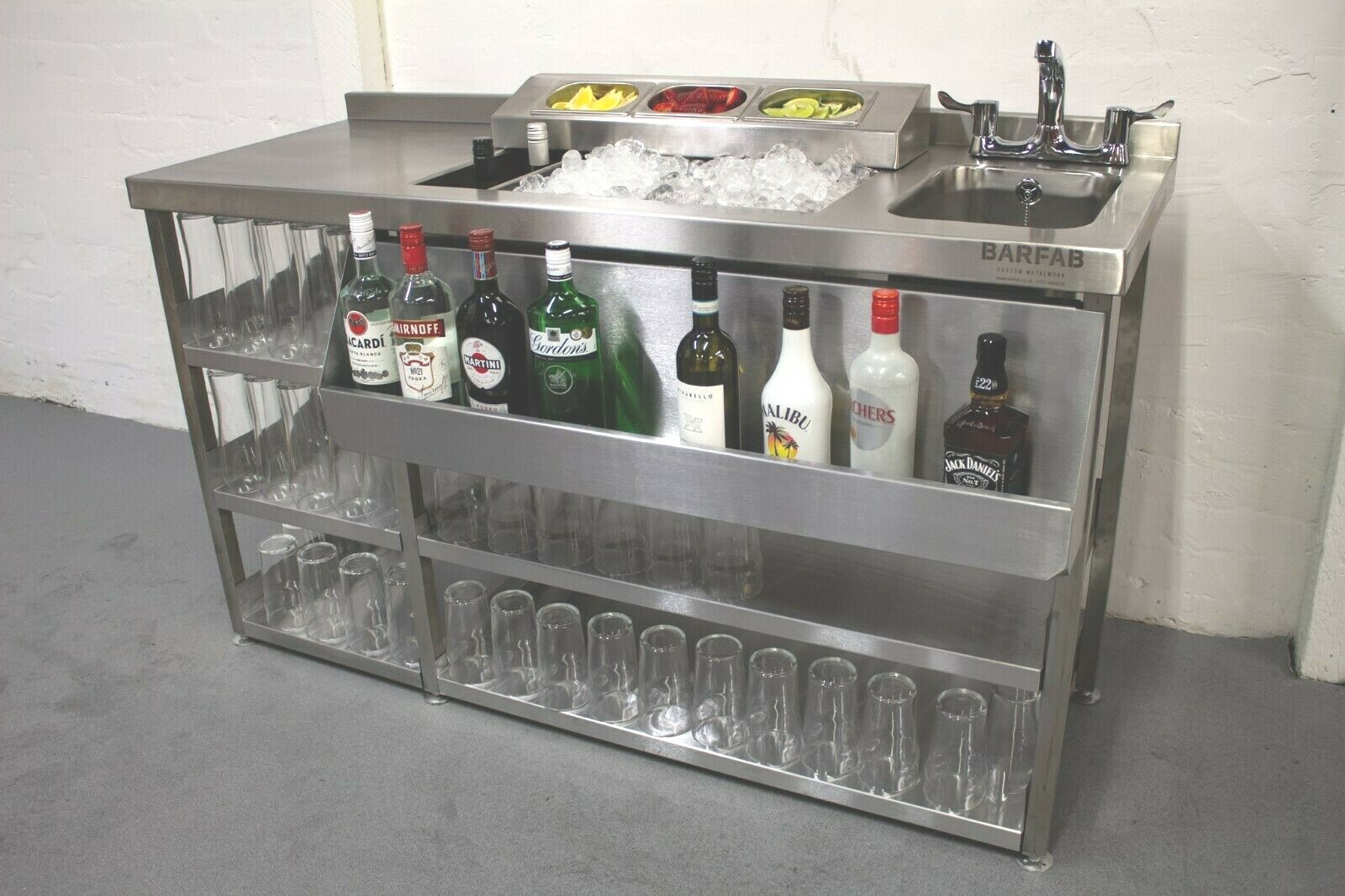 Modular Cocktail Station, Insulated Ice Well & Bar Sink With Shelving ...