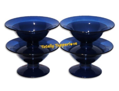 Tupperware Parfait Ice Cream Cups Set of 4 Acrylic Jewel Sapphire Blue ...