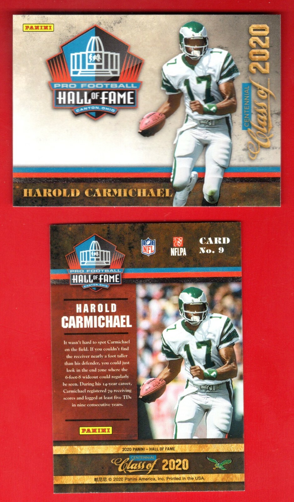 Harold Carmichael Pro Football Hall of Fame 2020 Class Panini HOF Card ...