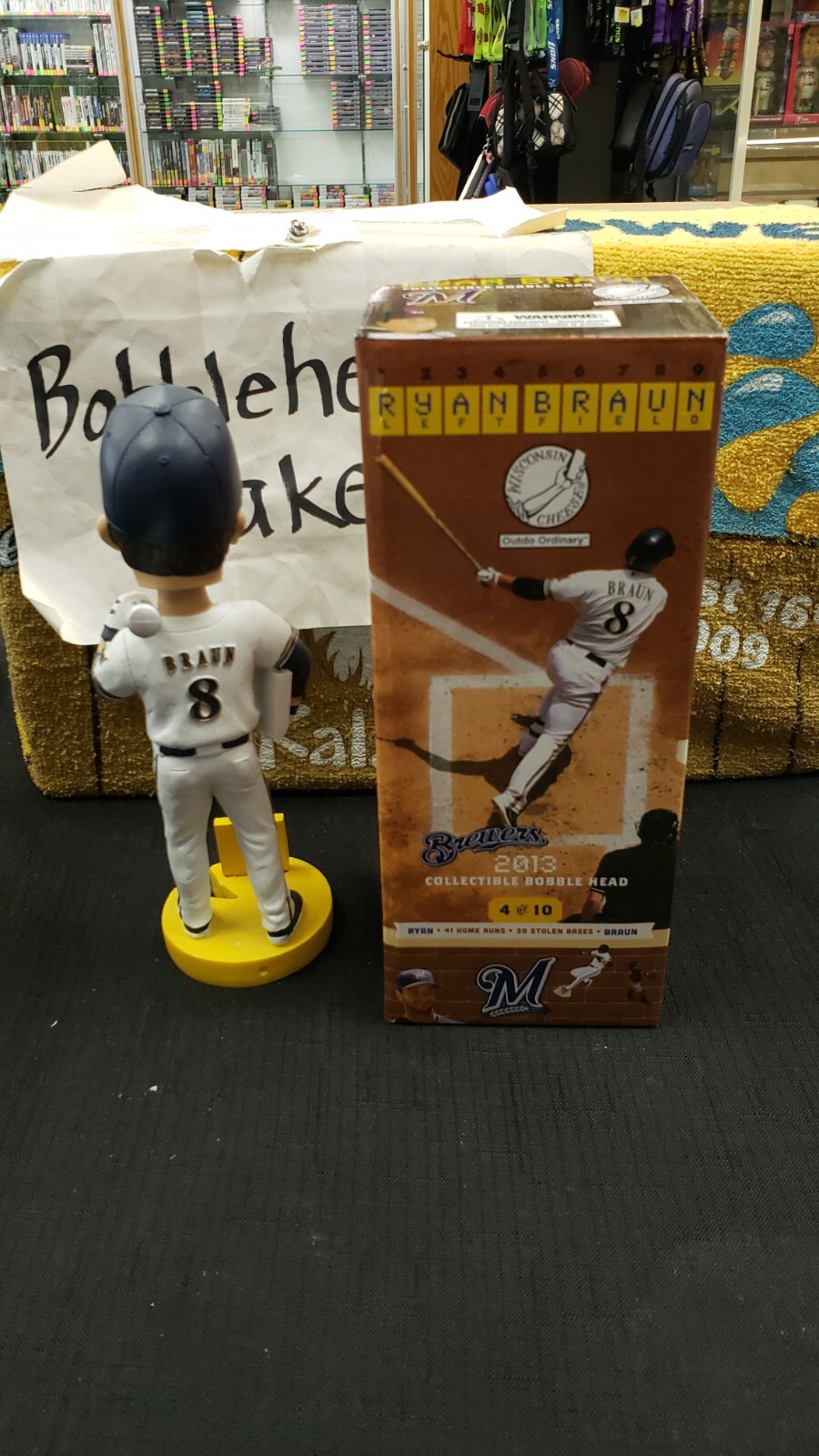 NIB 2013 RYAN BRAUN MILWAUKEE BREWERS BOBBLEHEAD SGA 5/26/2013 40/30 ...