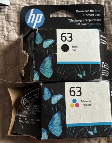 HP 63 Black & 63 Tricolor Ink Cartridges - Open Boxes Sealed Cartridges ...