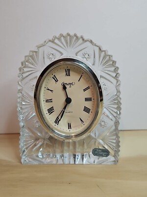 CLOCK Vintage JG Durand Crystal Desk Clock Made France Concept Quartz ...