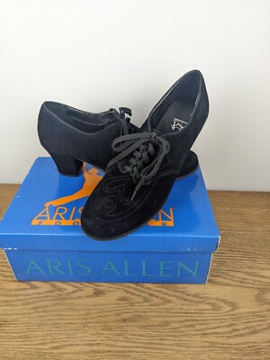 Aris Allen Black 1930s Velvet Oxford Swing Dance Shoes, Women's Size 10 ...