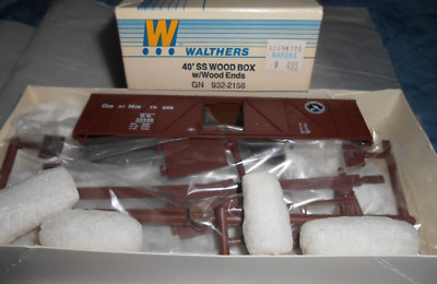 HO Train WALTHERS KIT#932-2156 40' SS WOOD BOX w/WOOD Ends G N #23496 ...