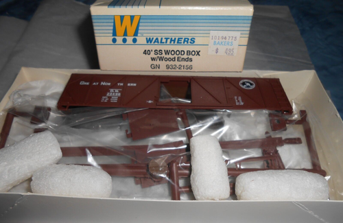 HO Train WALTHERS KIT#932-2156 40' SS WOOD BOX w/WOOD Ends G N #23496 ...
