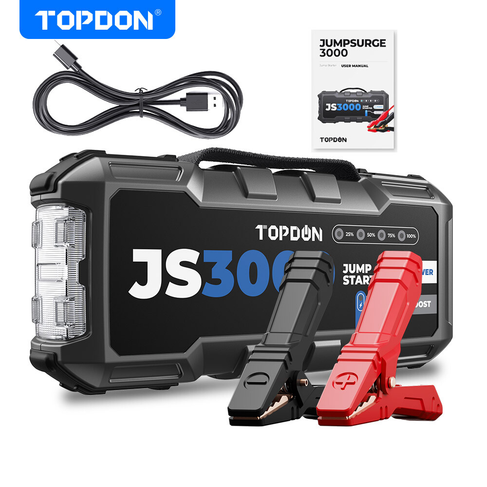 TOPDON JS3000 Jump Starter 3000 Peak Amps 12 Volt Jumper Starter ...