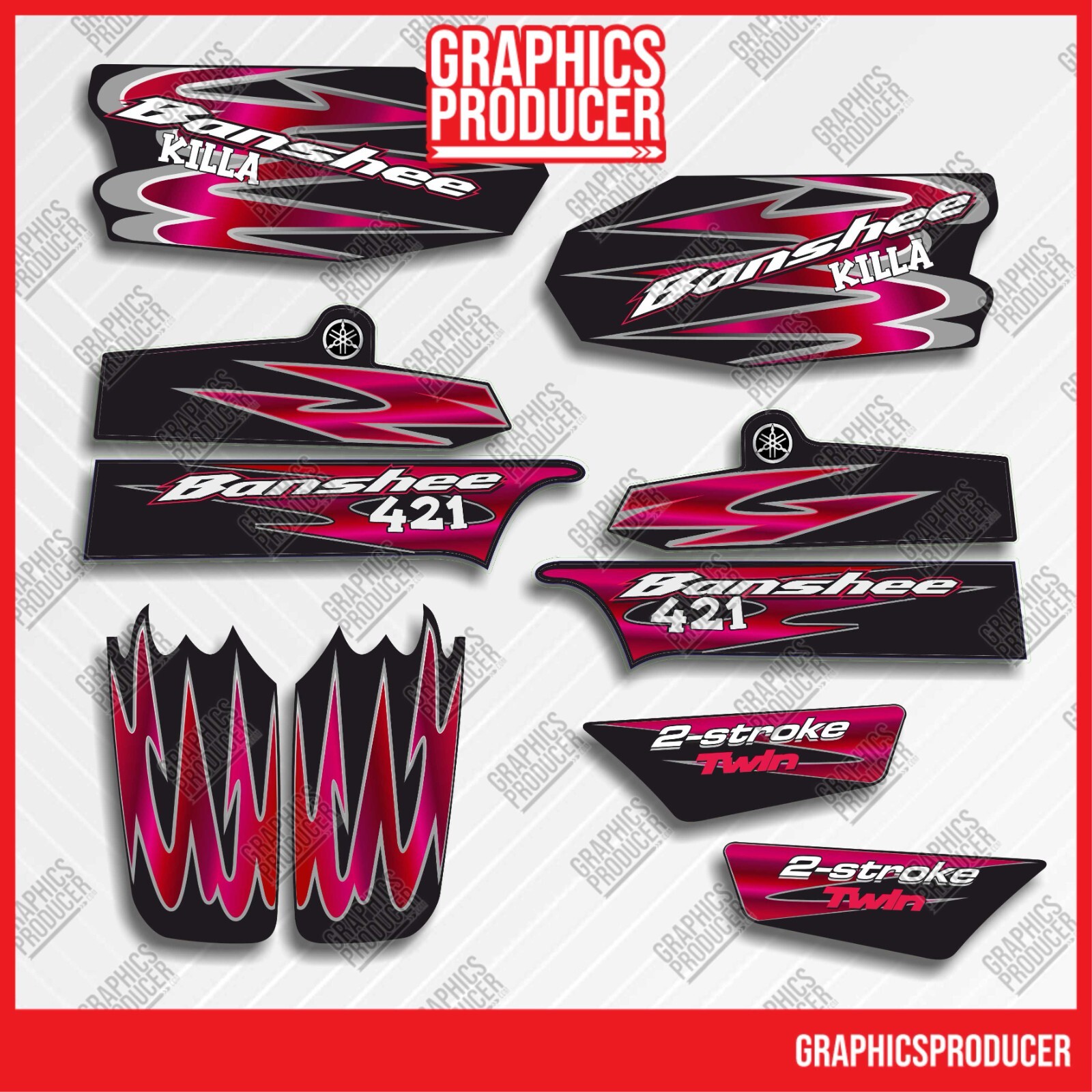 2010 Yamaha Banshee Graphics Decals Stickers 421 Fenders NEW HIGH TECH ...