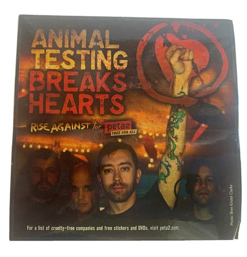 Rise Against Band Peta Promo Sticker Animal Testing Breaks Hearts ...