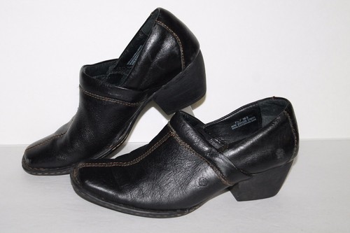 Mocassin / sabot décontracté Born, #W31239, noir, cuir, femme taille US ...