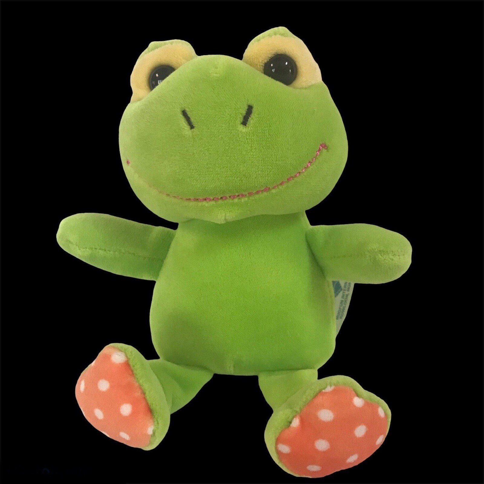 Hugfun Stuffed Animal Frog Plush Green Soft Polka Dot Smiling 6.5" Toy ...