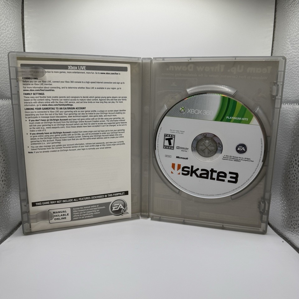 Skate 3 [Platinum Hits] (Microsoft Xbox 360, 2010) Complete In Box CIB ...