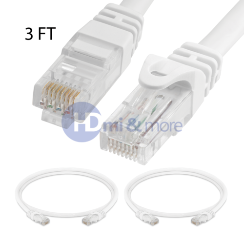 2x 3FT CAT6 Cable Ethernet Lan Network CAT 6 RJ45 Patch Cord Internet ...