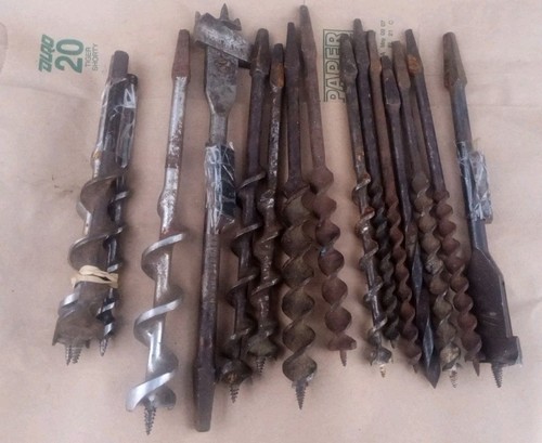 Vintage Set Of 14 Auger Brace Bits 2 Adjustable Hole Drills | eBay
