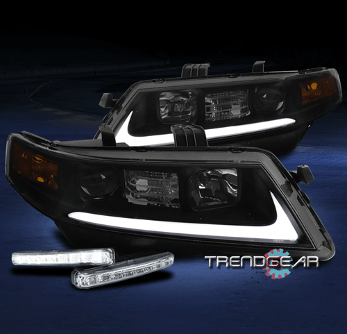 FOR 2004-2008 ACURA TSX CL9 LED BAR PROJECTOR BLACK/SMOKE HEADLIGHT ...
