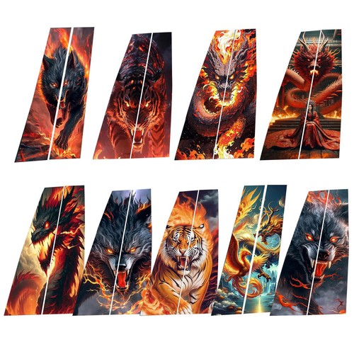 Universal Car Center Pillar Sticker Dragon Wolf Tiger B Pillar Decals ...