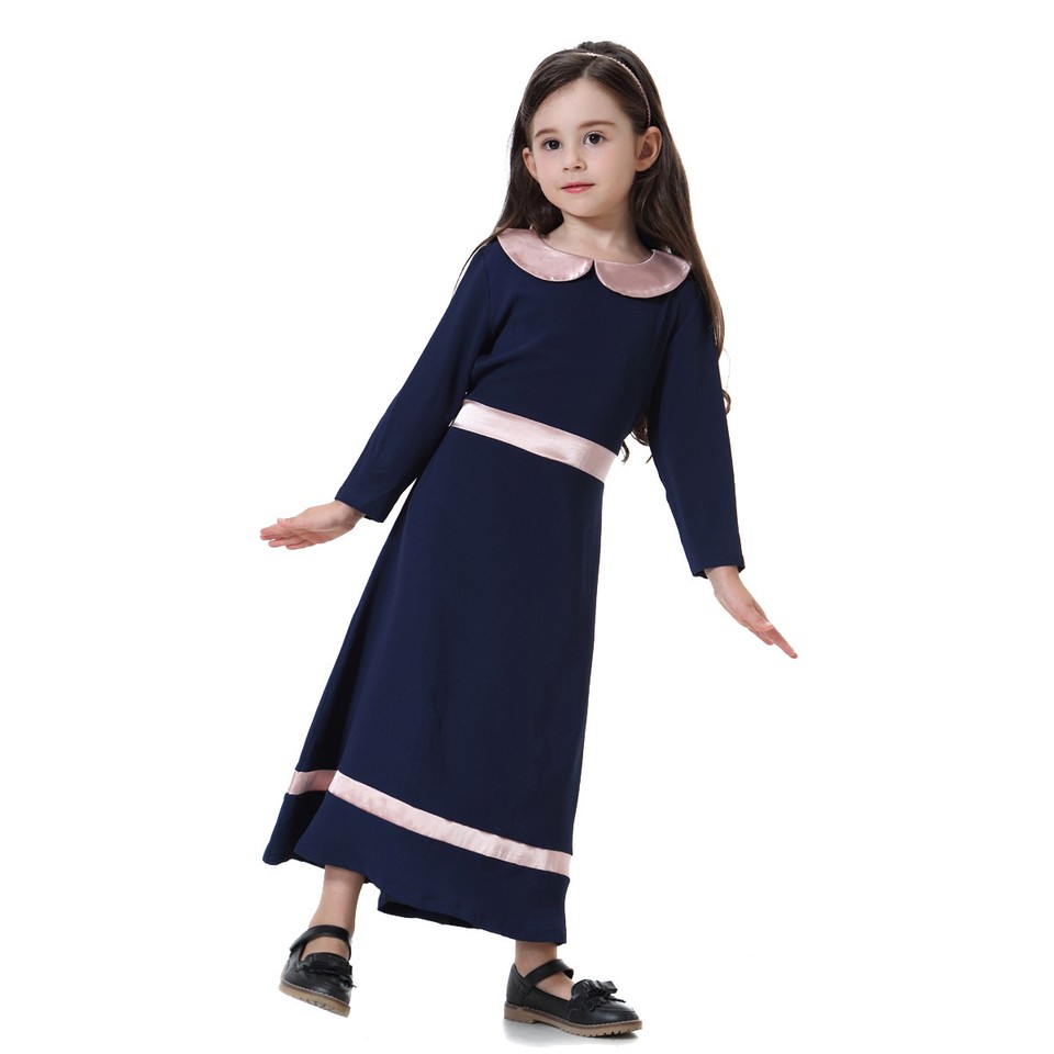 Kids Muslim Girls Long Maxi School Dress Long Sleeve Abaya Islamic Arab ...