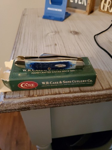 Case xx Med Stockman Knife Rogers Corn Cob Jigged Blue Bone Stainless ...