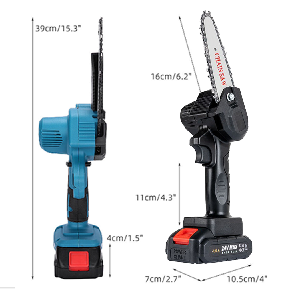 9in1 Mini Cordless Electric Chainsaw 2X Battery-Powered Wood Cutter ...