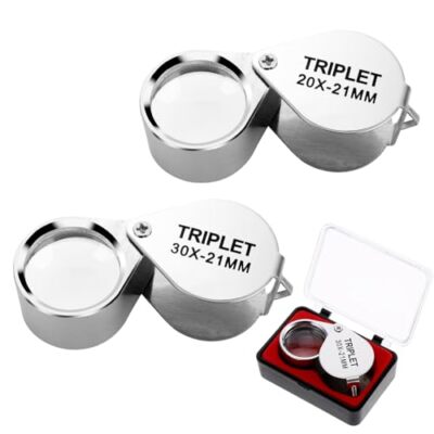 2 Pcs Jewelers Eye Loupe Set Folding Pocket Jewelry Loupe Stainless ...
