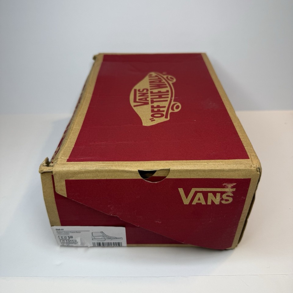 Vans Sk8-Hi Reflect Check Flame Red Black Flames Checkerboard Jr/M 5 ...