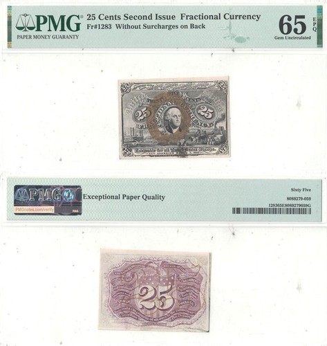 25 Cent 2nd Issue Fractional Currency Fr-1283 PMG Gem CU-65 EPQ | eBay