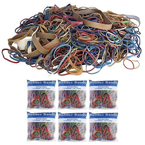 6 Bags Multicolor Rubber Bands Assorted Sizes Home School Office Crafts ...