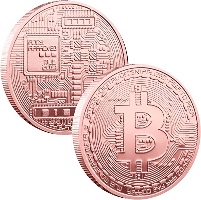 10Pcs Physical Bitcoin Coins Commemorative Rose Gold Plated Bit Coin ...