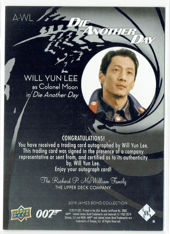 James Bond 007 Collection Auto Autograph A-WL Will Yun Lee as Colonel Moon | eBay